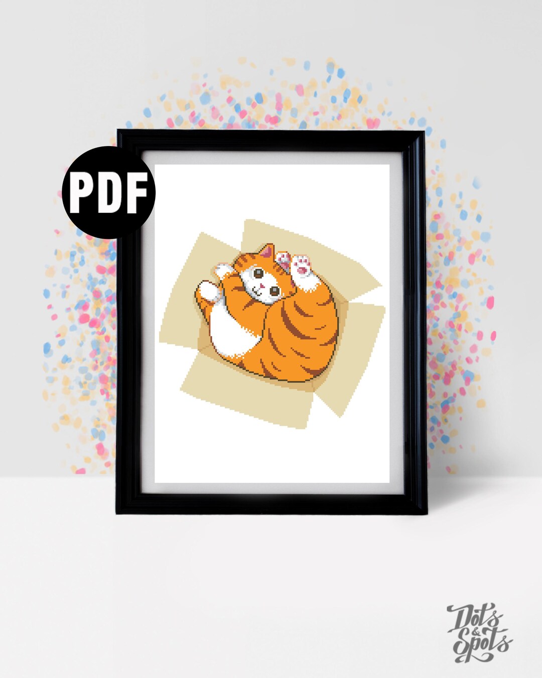 Cat Cross Stitch Pattern for Beginners - Orange Cat - Embroidery ...