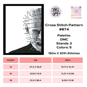 Movie Cross Stitch Pattern - for Beginners - Horror Embroidery Designs ...