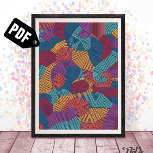 Geometric Cross Stitch Pattern for Beginners Geometric Wall - Etsy