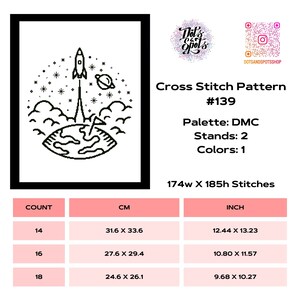 Rocket Cross Stitch Pattern-cosmos Nursery Space-rocket Ship-baby Boy ...