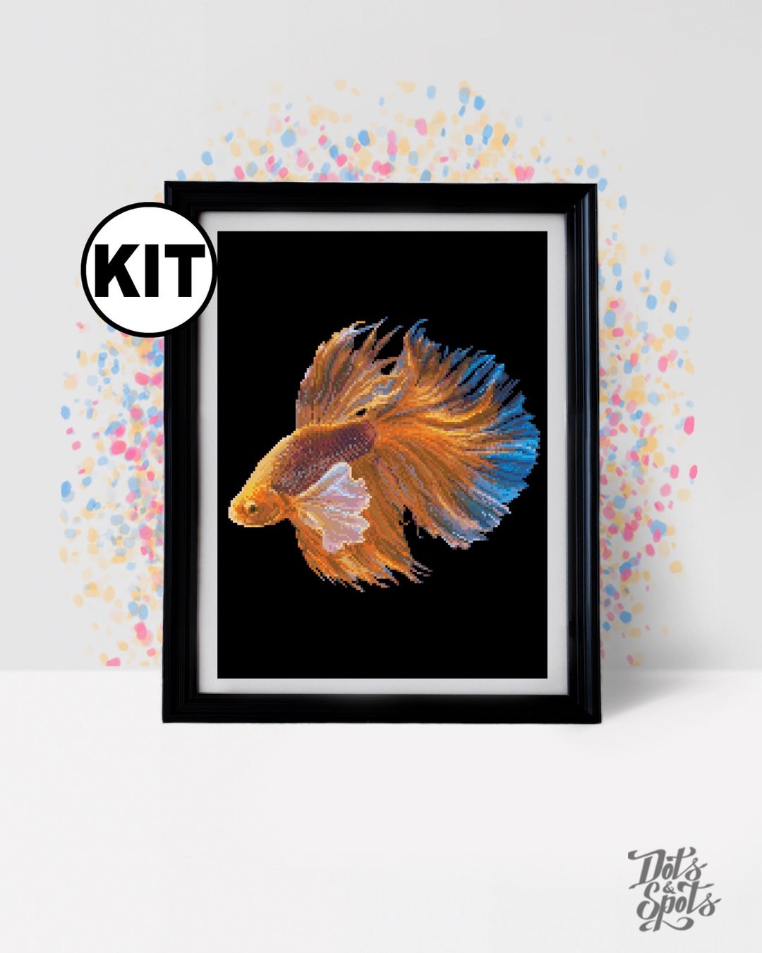 Betta Fish Cross Stitch Kit: Modern Nature Embroidery (139x123 Stitches ...