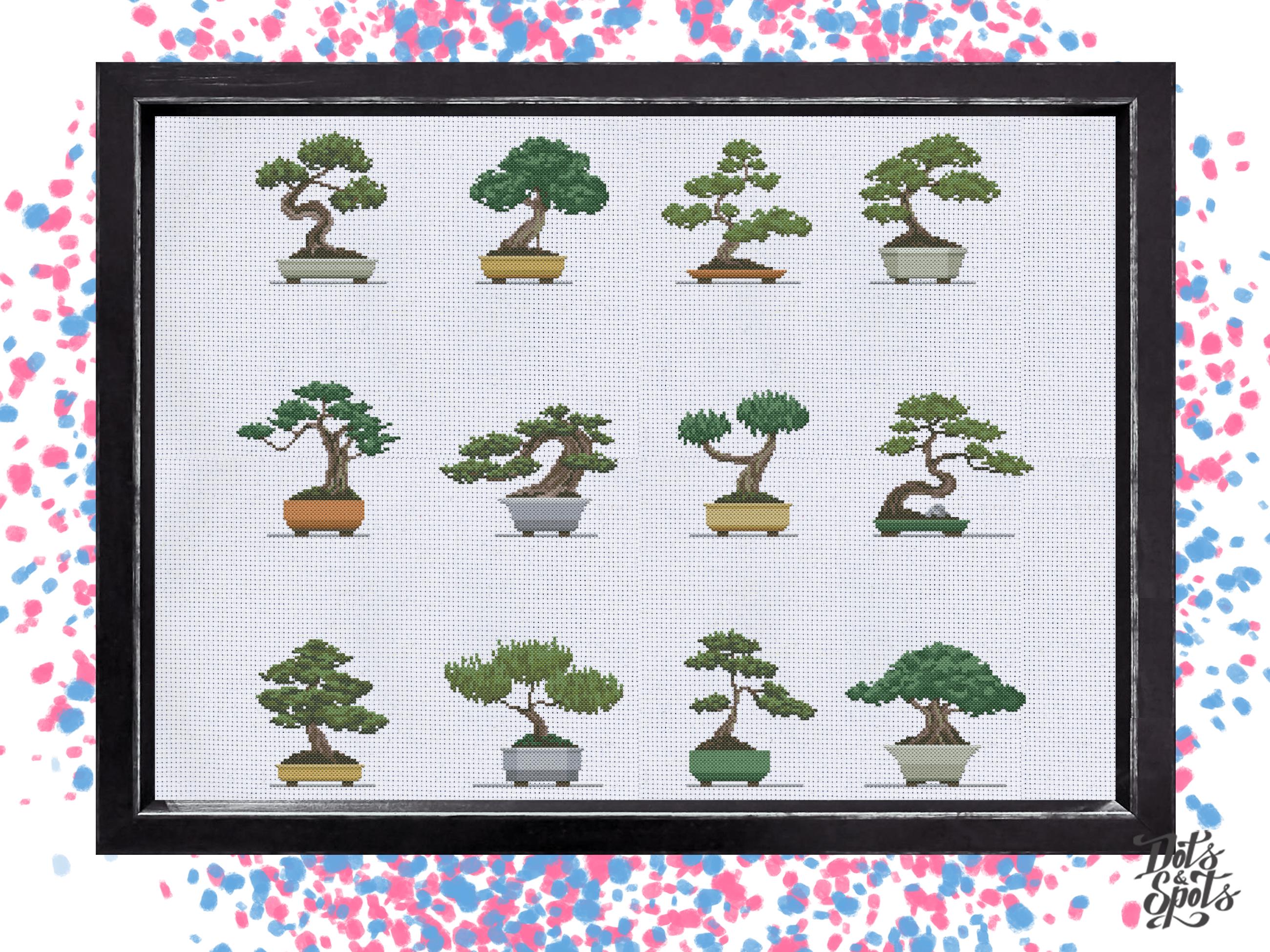 Bonsai Tree Cross Stitch Pattern: Botanical Wall Art Beginner ...