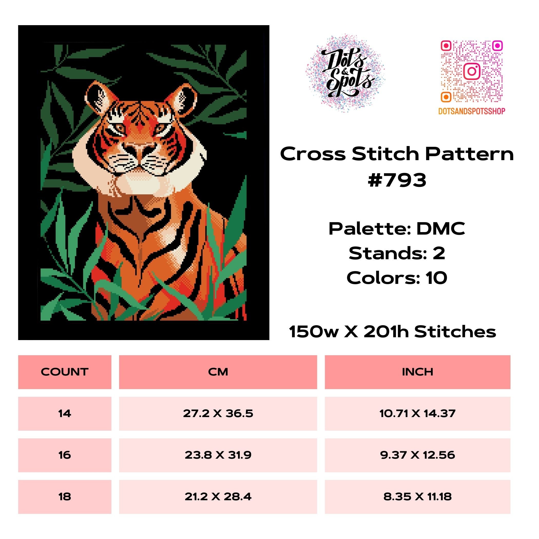 Tiger Cross Stitch Pattern Funny Animal Easy Cross Stitch - Etsy