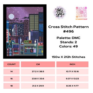 City Cross Stitch Pattern - Night City - Big Cross Stitch - Embroidery ...