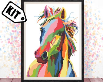 Counted Cross Stitch Kit Horse DIY Unprinted Canvas - Etsy