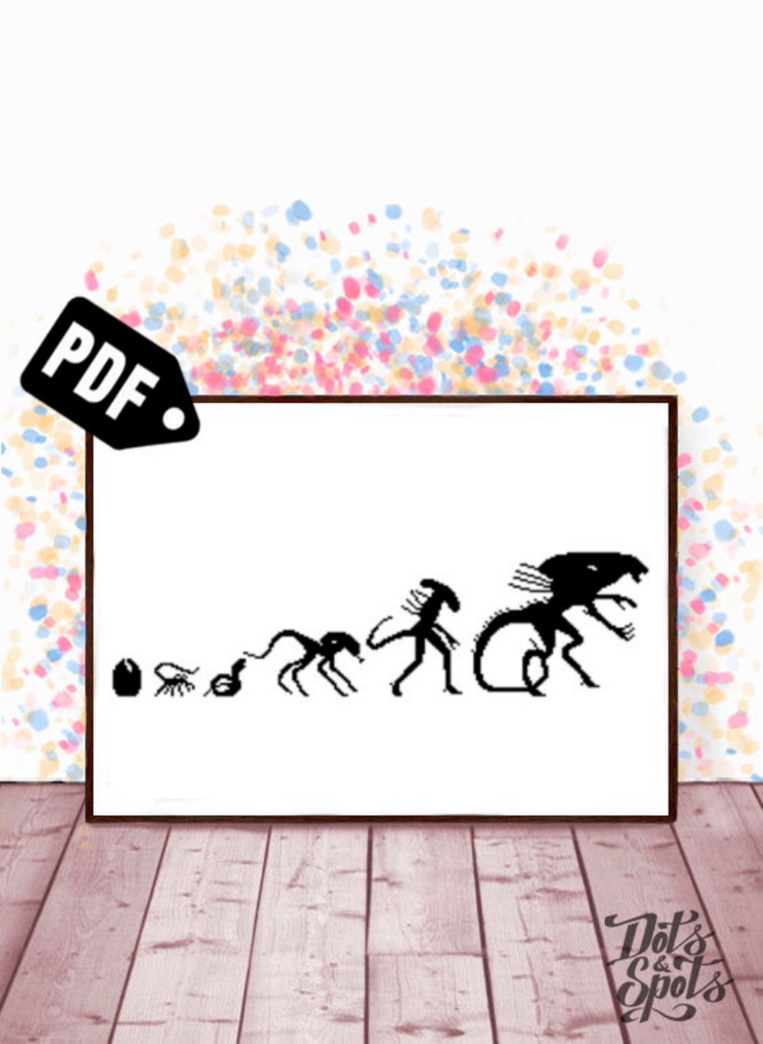 Evolution Cross Stitch Pattern: Horror Movie Silhouette (PDF Download ...