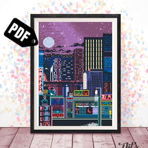 City Cross Stitch Pattern Night City Big Cross Stitch - Etsy