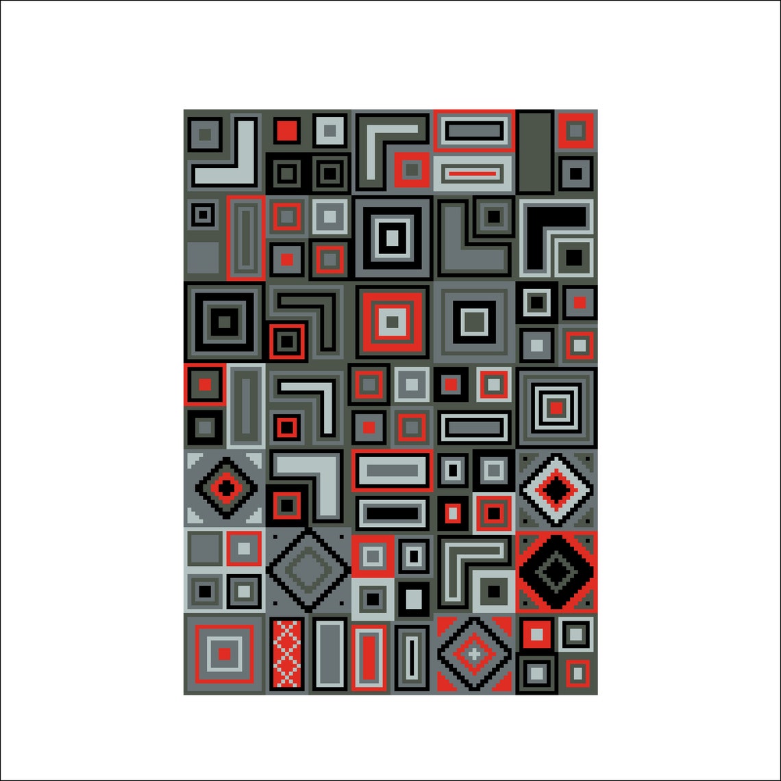 Geometric Cross Stitch Pattern for Beginners Geometric Wall - Etsy