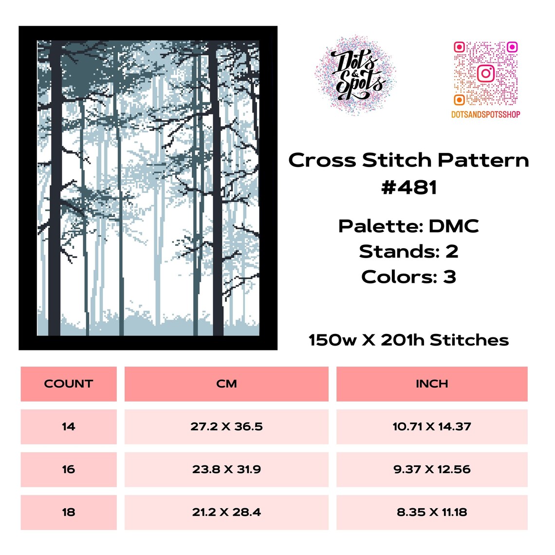 Forest Cross Stitch Pattern: Trees Embroidery Landscape Nature ...
