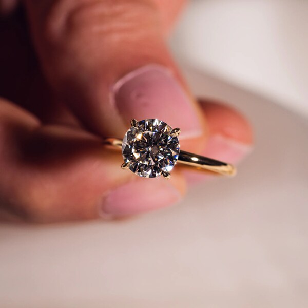 Lab Made Diamond Round Solitaire Ring - Etsy