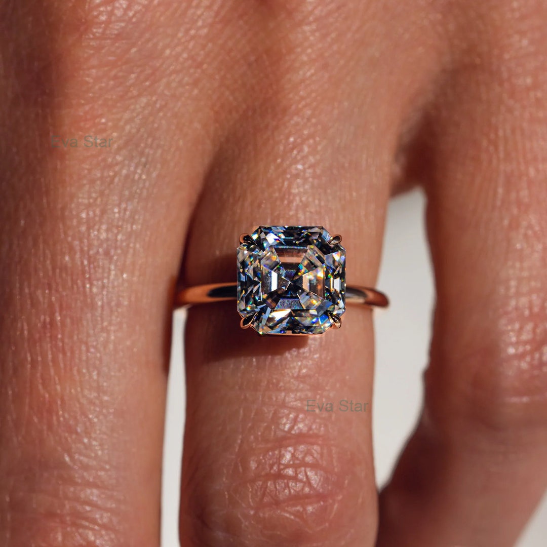 3 CT Asscher Cut Lab Grown Diamond Engagement Ring, IGI Certified F/VS2 ...