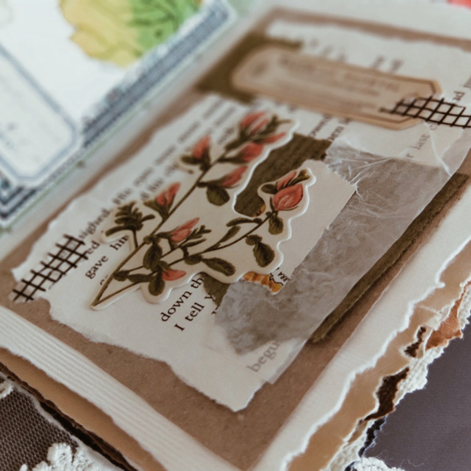 53pcs Botanical Scrapbook Paper Kit Bird With Flowers Junk - Etsy