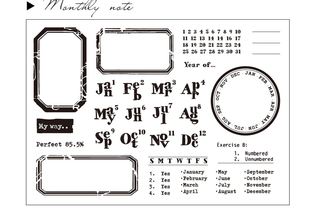 Planner Stamps, Bullet Journal Stamps, Bujo Stamps, Calendar Stamps ...