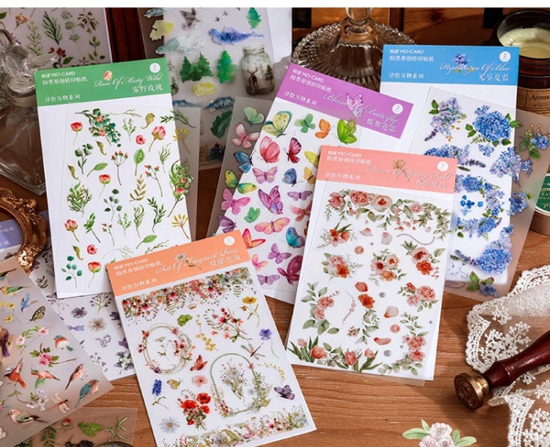 Rub on Transfers Stickers Sheet Flowers Cute Stickers Pack - Etsy