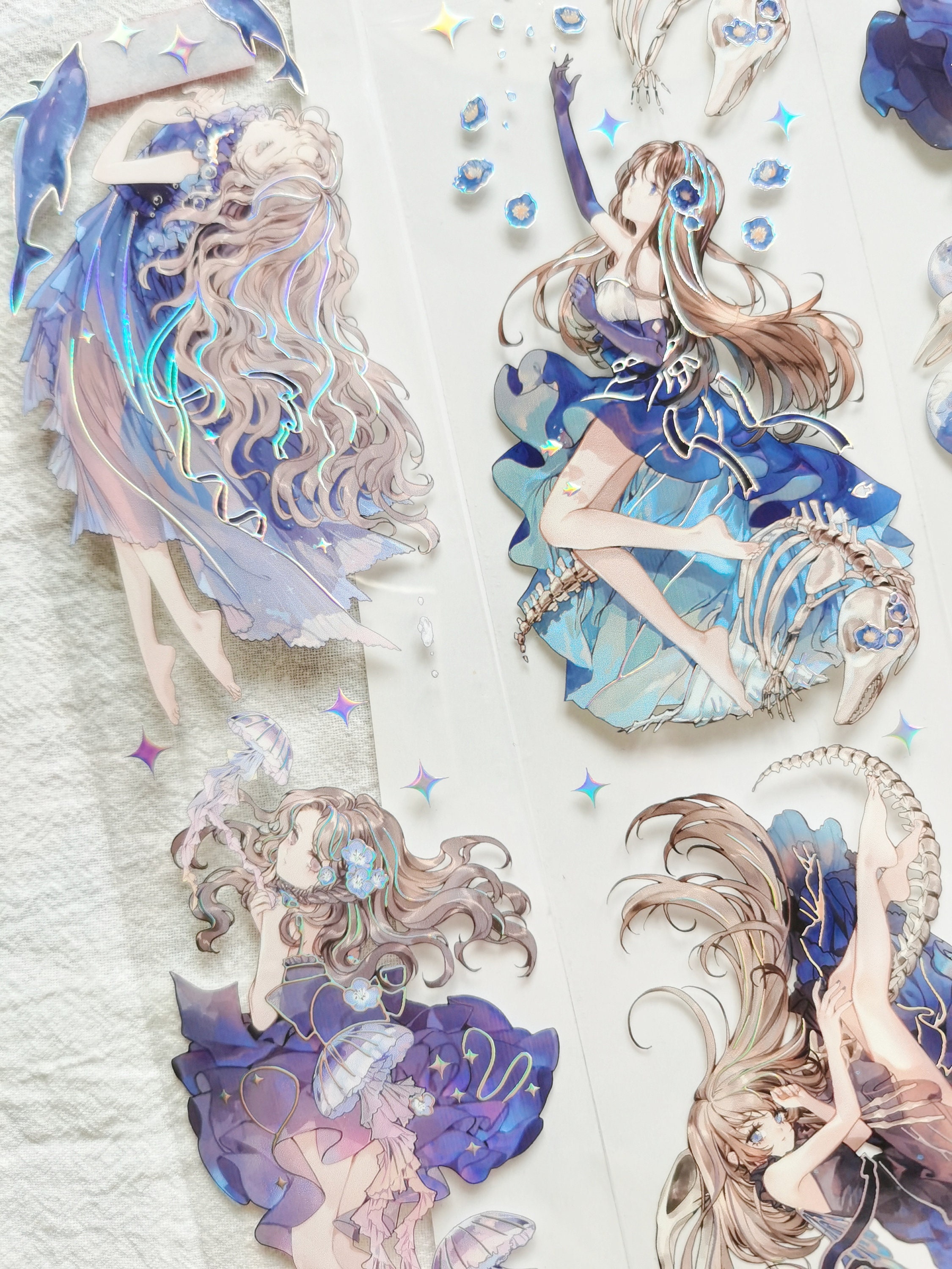 Siren Girl PET Tape, Clear Tape, Kawaii Stickers, Junk Journal Kit for ...
