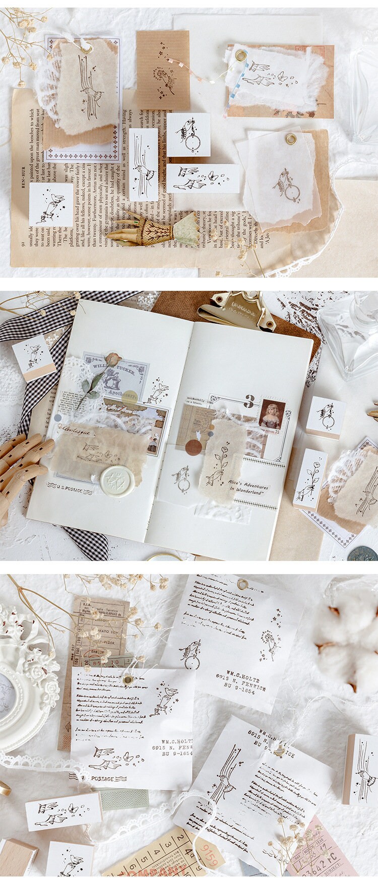 Cute Rubber Stamp Set Kawaii Finger Themed Wood Stampsjunk | Etsy