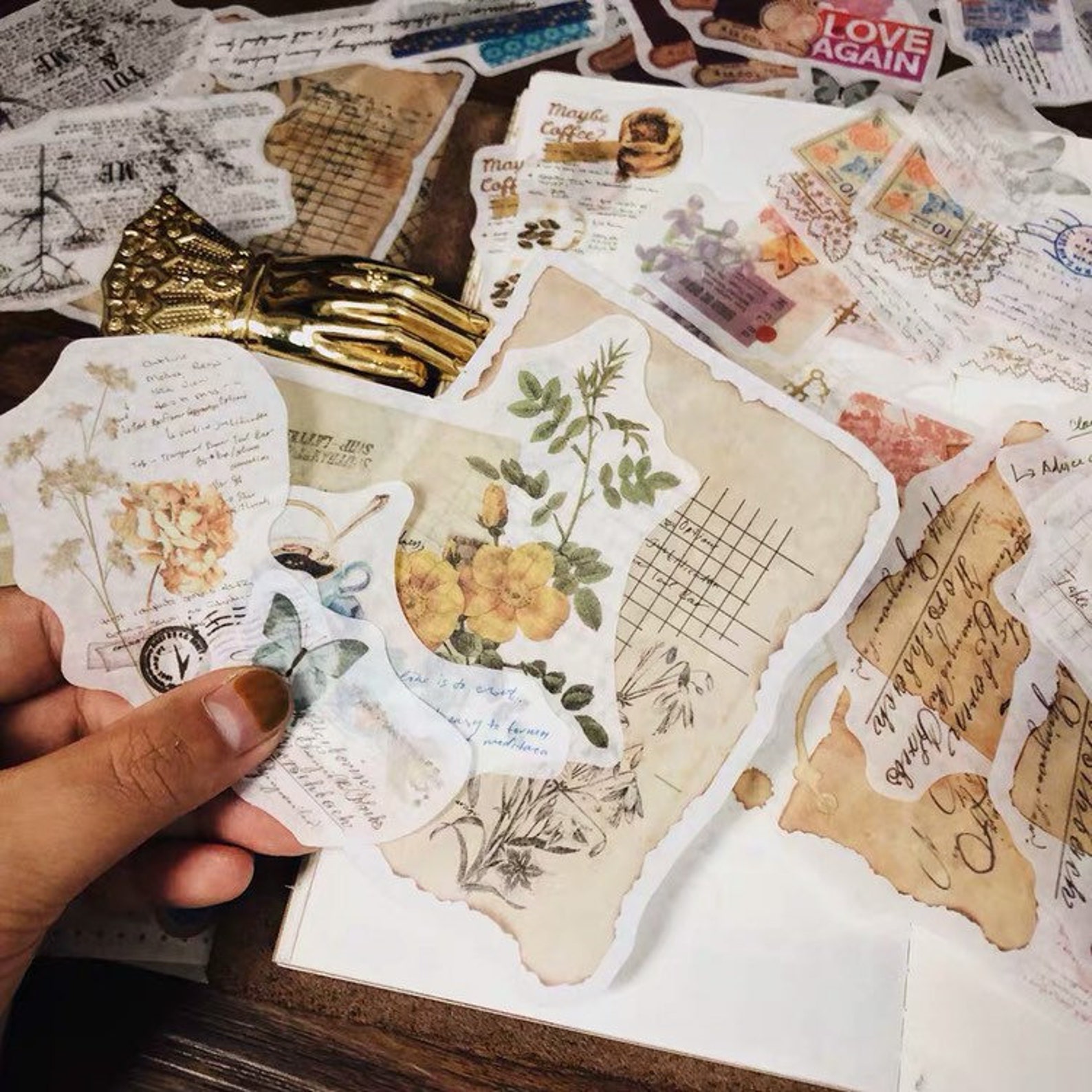 60pcs Flowers Scrapbook Stickers Pack, Floral Washi Journal Stickers ...