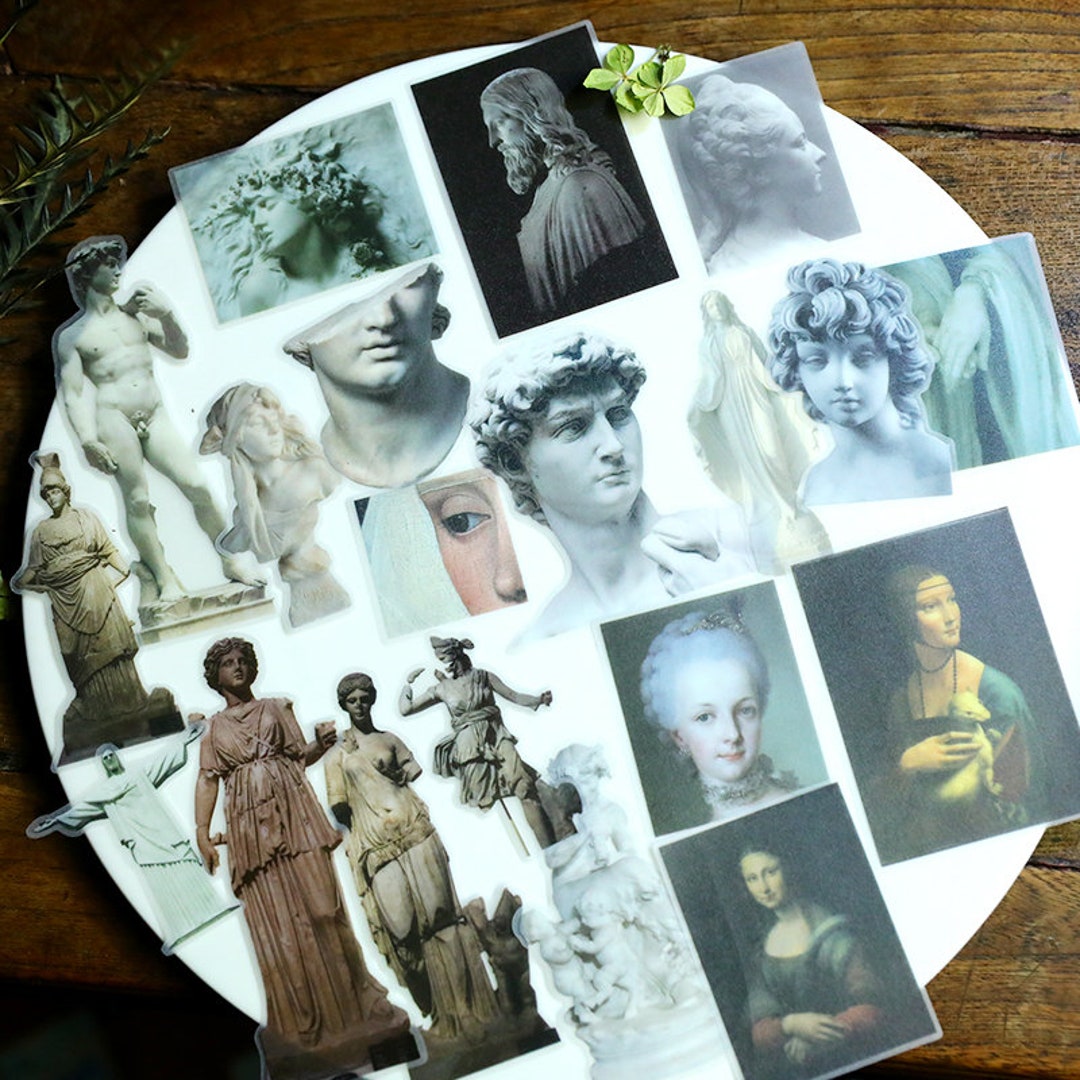 59pcs Sculpture Stickers Pack, Museum Junk Journal Kit, Vellum Paper ...
