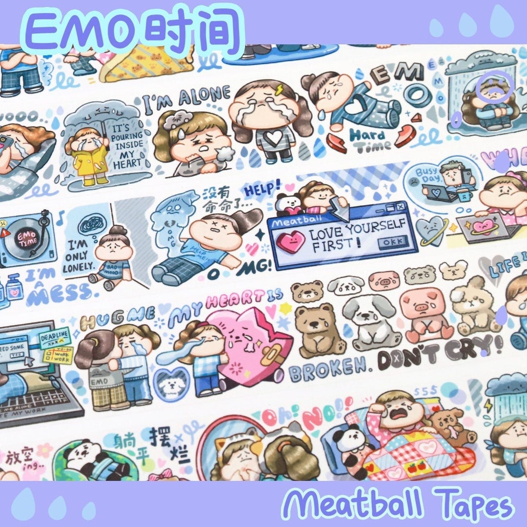 Meatball Washi Tape, Cute Stickers, Bullet Journal, Planner| EMO Time ...