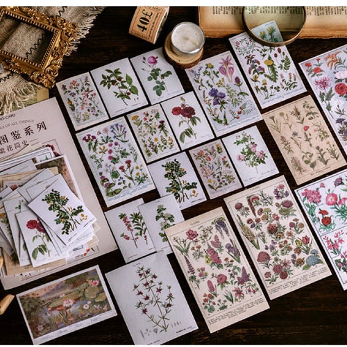 60pcs Flowers Scrapbook Stickers Pack Vinyl Floral Washi - Etsy