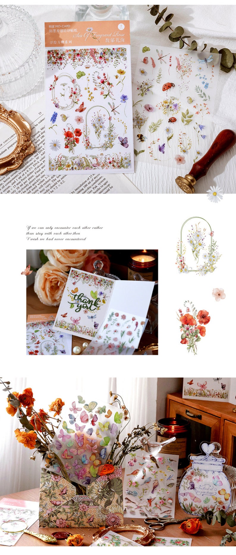 Rub on Transfers Stickers Sheet Flowers Cute Stickers Pack - Etsy