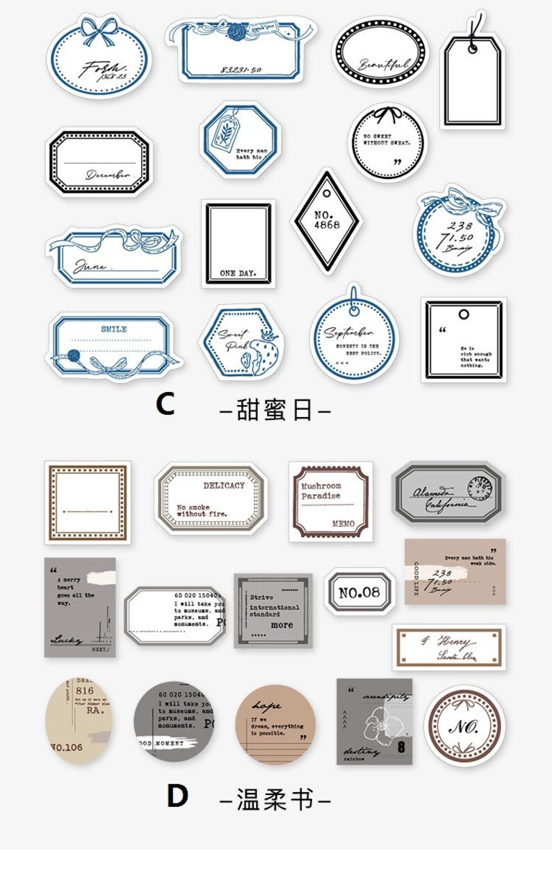 45pcs Assorted Mini Label Collage Kit Special Paper - Etsy
