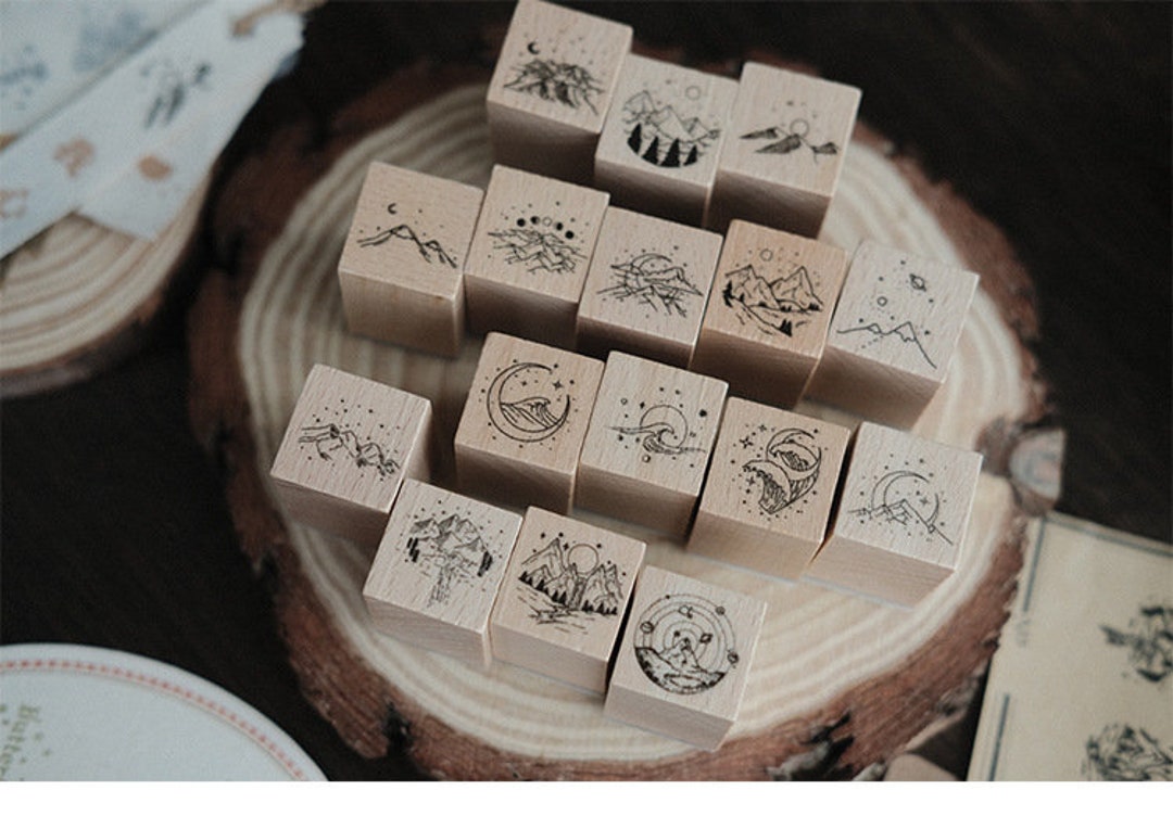 16pcs/set Rubber Stamps, Rubber Stamps Vintage, Rubber Stamp Set, Wood ...