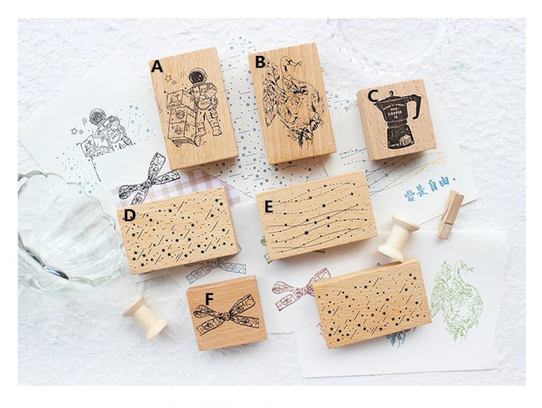 Rubber Stamps Rubber Stamp Set Wood Stamp Wood Stamps - Etsy