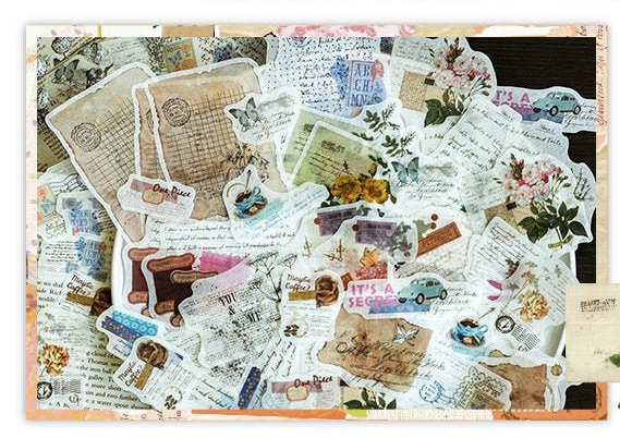 60pcs Flowers Scrapbook Stickers Pack, Floral Washi Journal Stickers ...