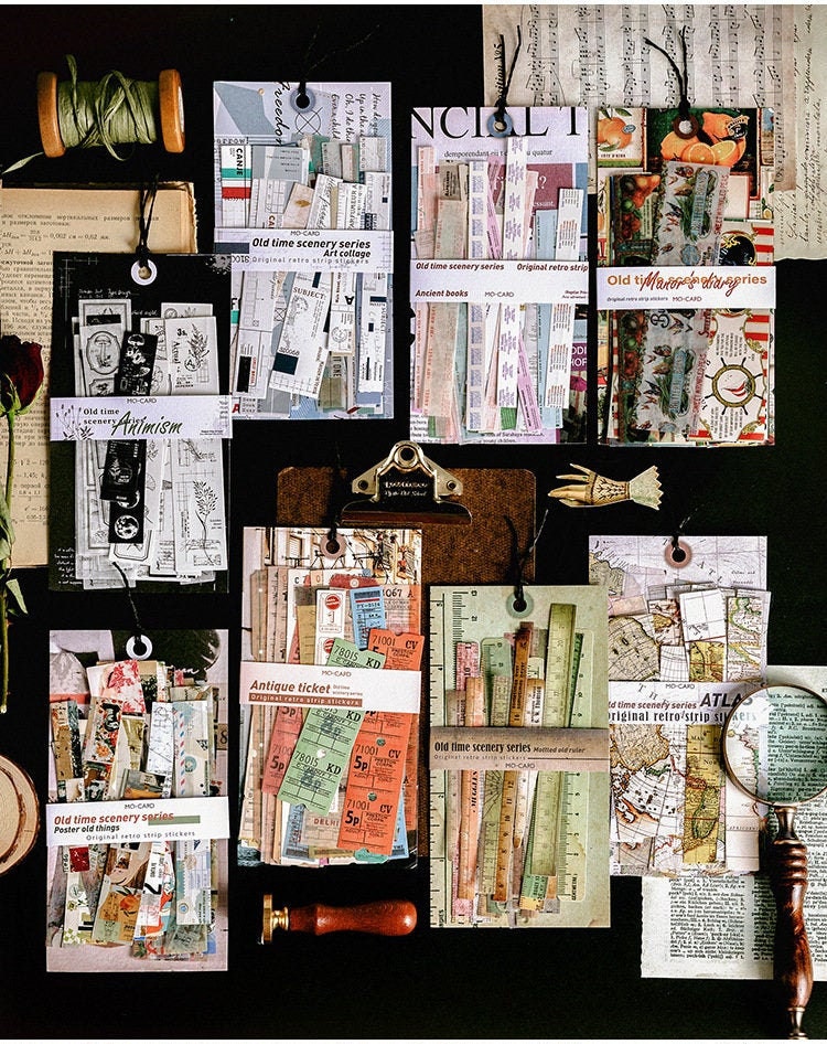 30pcs Canvas Stickers, Retro Rulers Sticker Pack, Washi Collage Kit ...