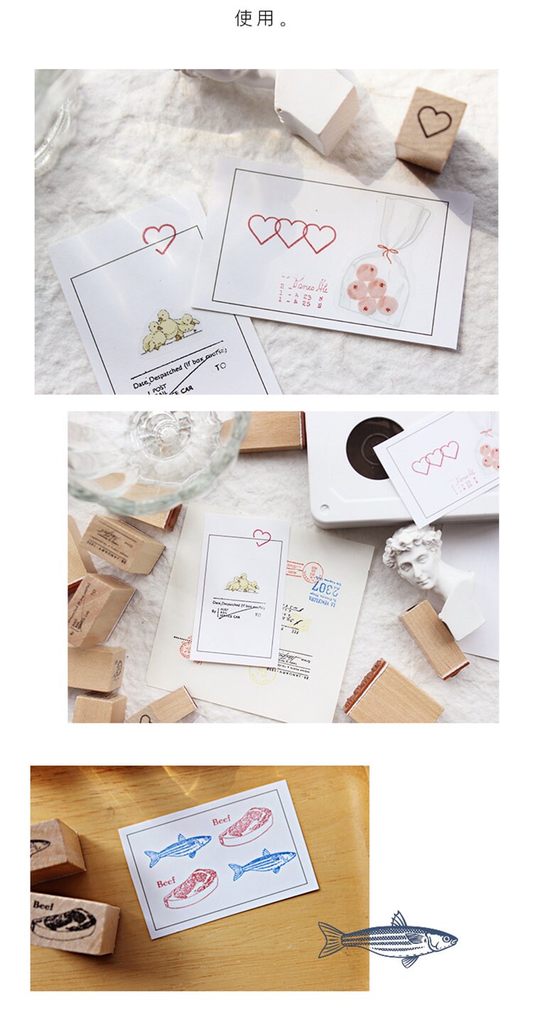 Postage Rubber Stamp Set Postmark Mini Wood Stamps Rubber - Etsy