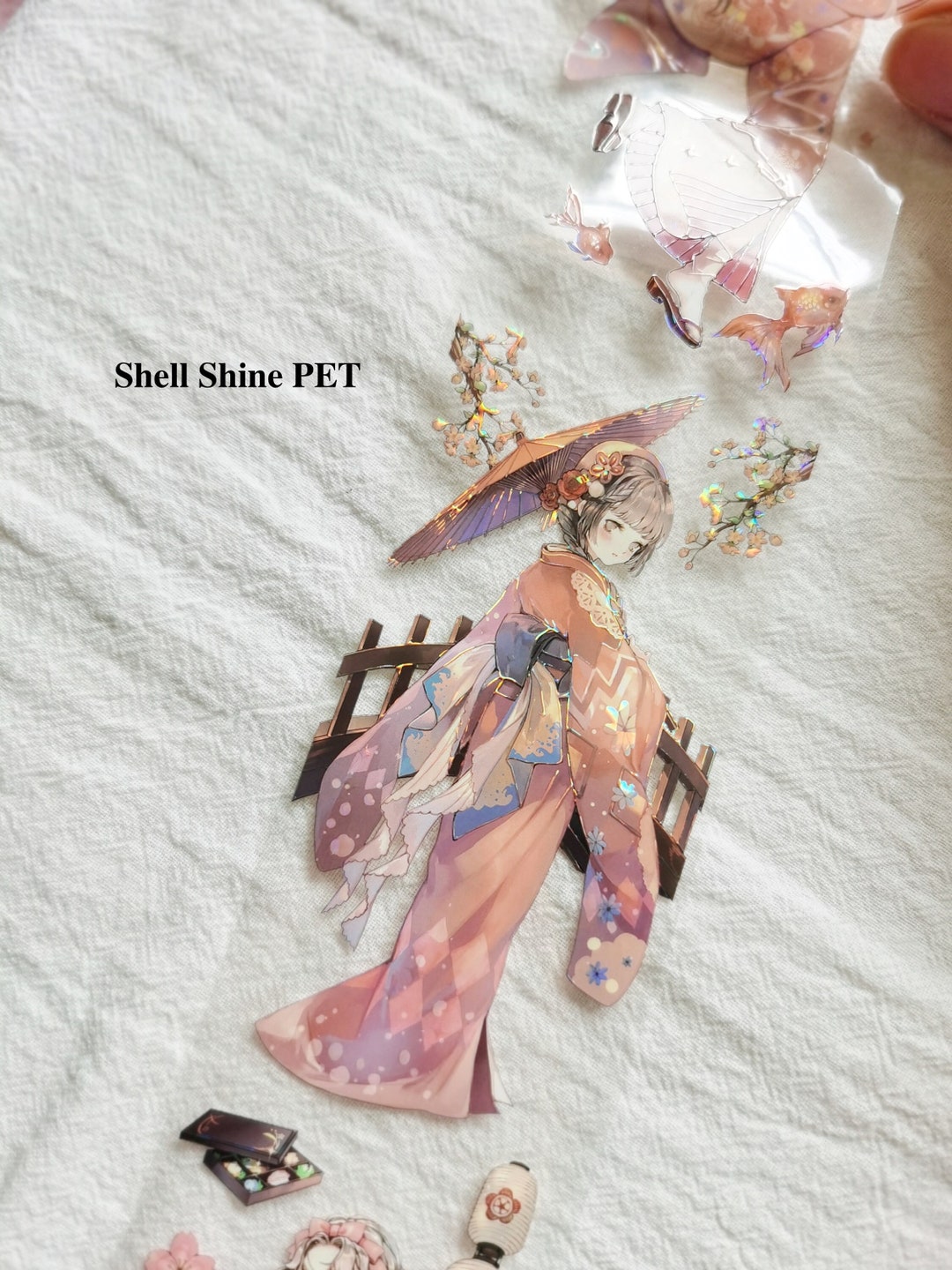 Japanese Kimono Girl PET Tape, Clear Tape, Kawaii Stickers, Junk ...