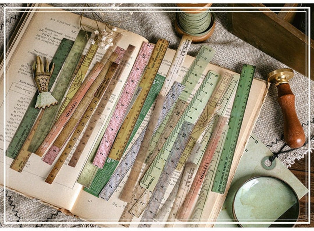 30pcs Canvas Stickers, Retro Rulers Sticker Pack, Washi Collage Kit ...
