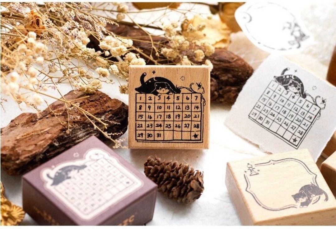 2024 Calendar Rubber Stamps, Wooden Rubber Stamps, Bullet Journal ...