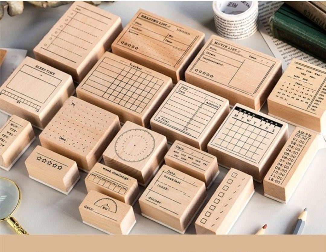 Rubber Planner Stamps Set, Habit Tracker Stamps,book Stamps for Bullet ...