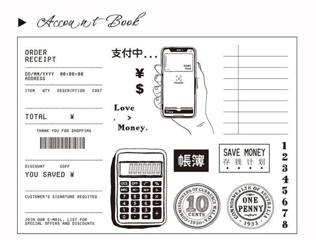 Rubber Stamp Set, Planner Stamps, Accounting Stamp, Check Out, Bill ...