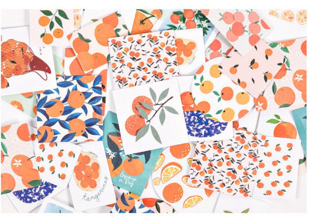 46pcs Orange Cute Stickers Pack, Fruit Kawaii Stickers, Bullet Journal ...