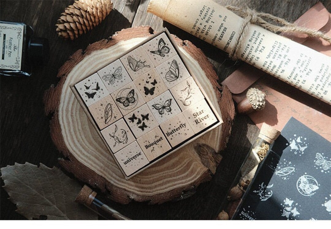 16pcs/set Rubber Stamps, Rubber Stamps Vintage, Rubber Stamp Set, Wood ...