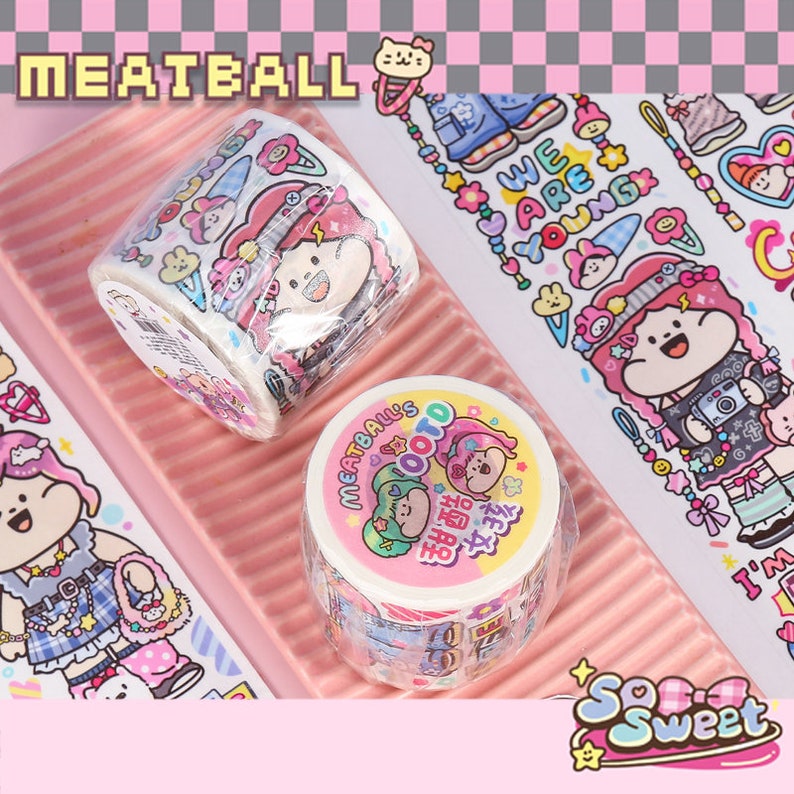 Meatball Washi Tape, Kawaii Stickers, Bullet Journal, Kawaii Washi Tape ...