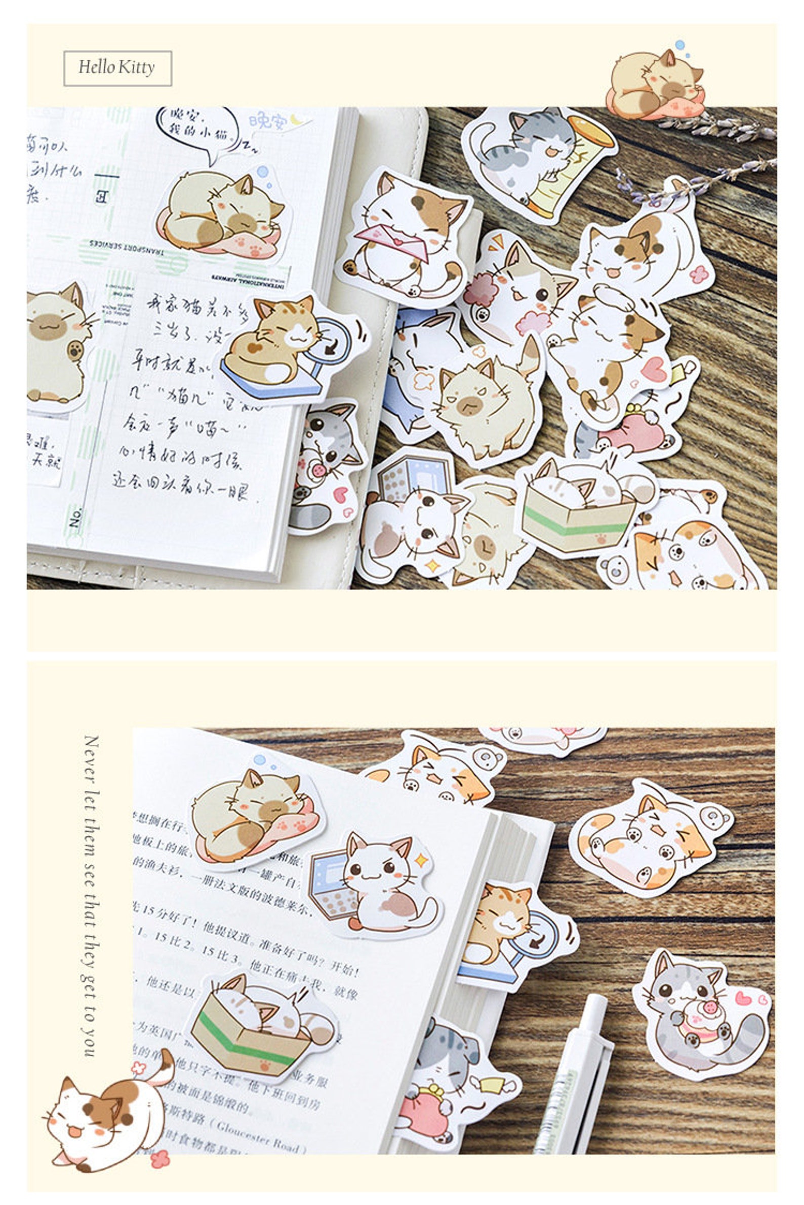 45pcs Stickers for Journal, Cute Cat Stickers, Animal Sticker Pack ...