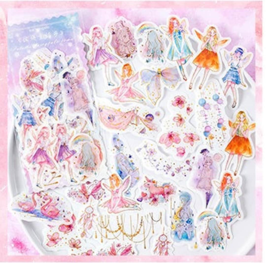 60pcs Fairy Girl Sticker Pack,weekly Planner, Gold Foil Kawaii Stickers ...