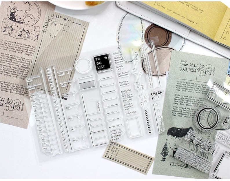 Timeline Planner Stamps, Rubber Stamps Set,bullet Journal, Junk Journal ...