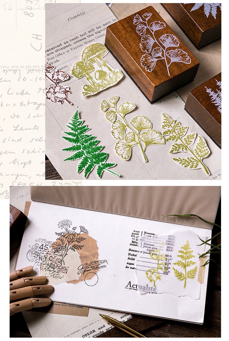 Flowers Rubber Stamps Set Mushroom Wood Rubber Stamps - Etsy