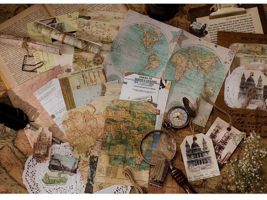 24pcs World Map Scrapbook Paper for Journal Tag Evelope - Etsy