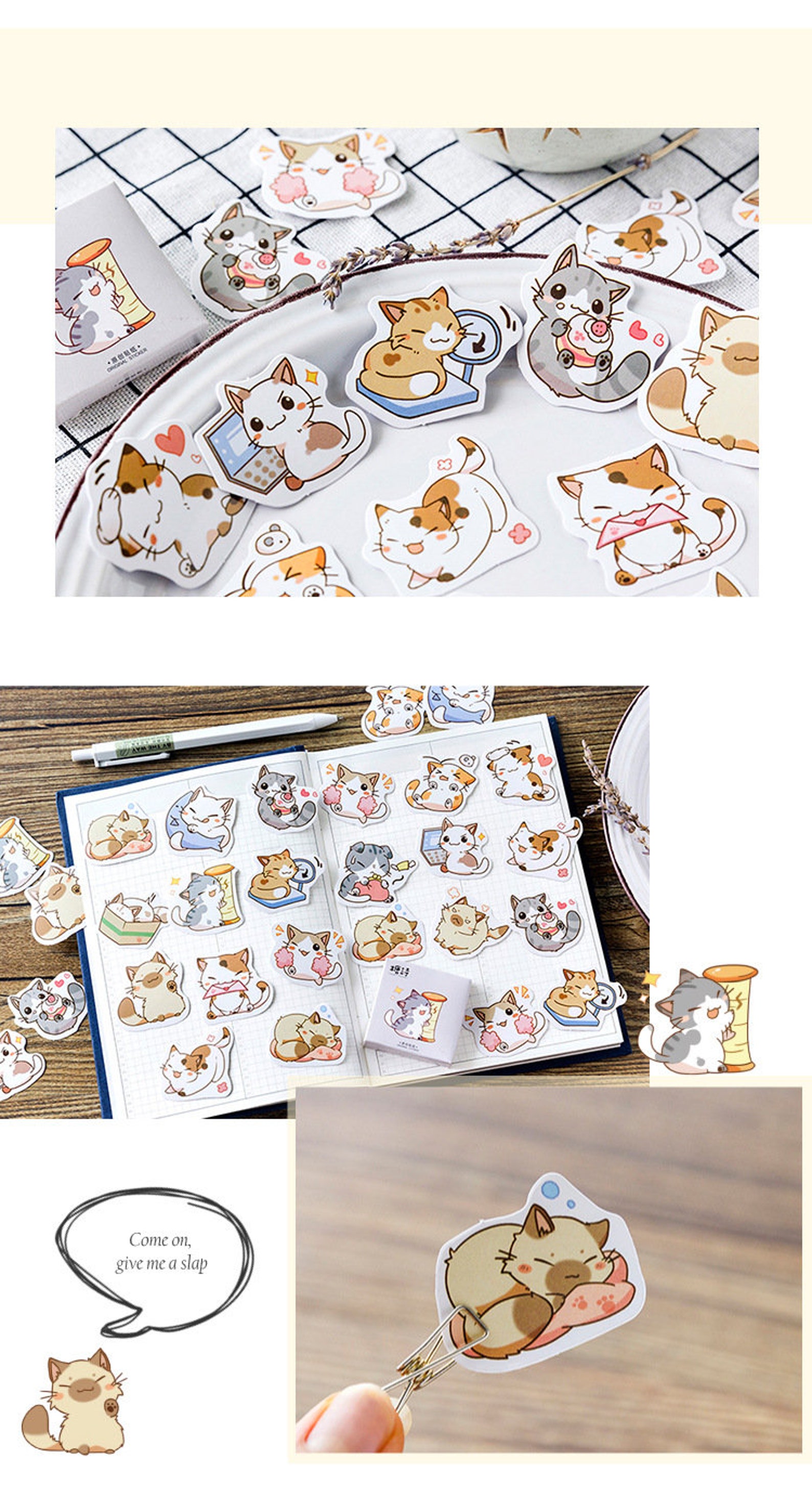 45pcs Stickers for Journal, Cute Cat Stickers, Animal Sticker Pack ...