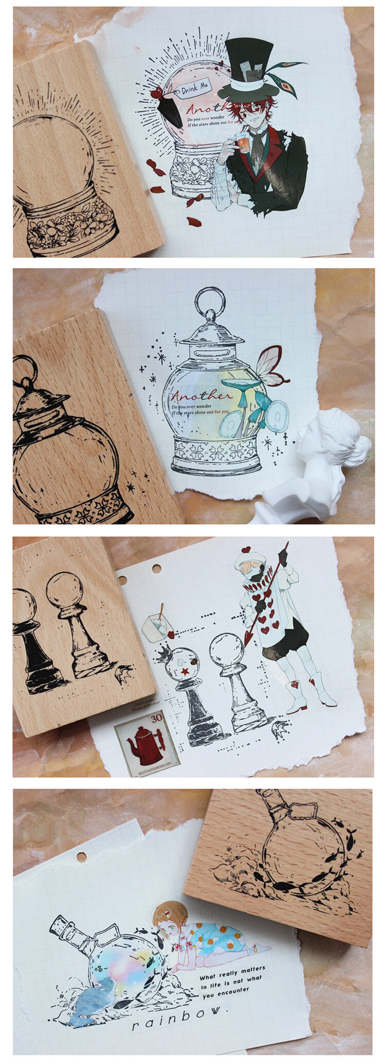 Rubber Stamps Rubber Stamps Vintage Rubber Stamp Set Wood - Etsy