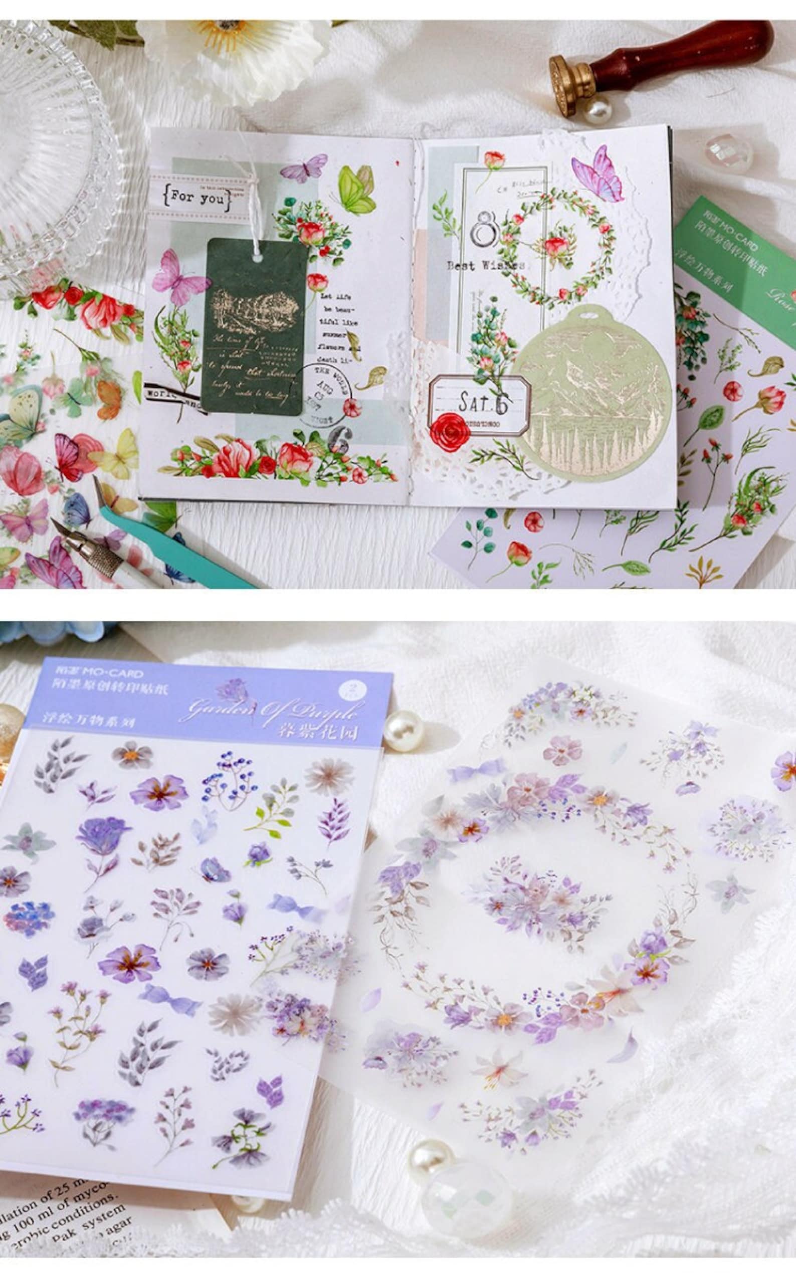 Rub on Transfers Stickers Sheet Flowers Cute Stickers Pack - Etsy