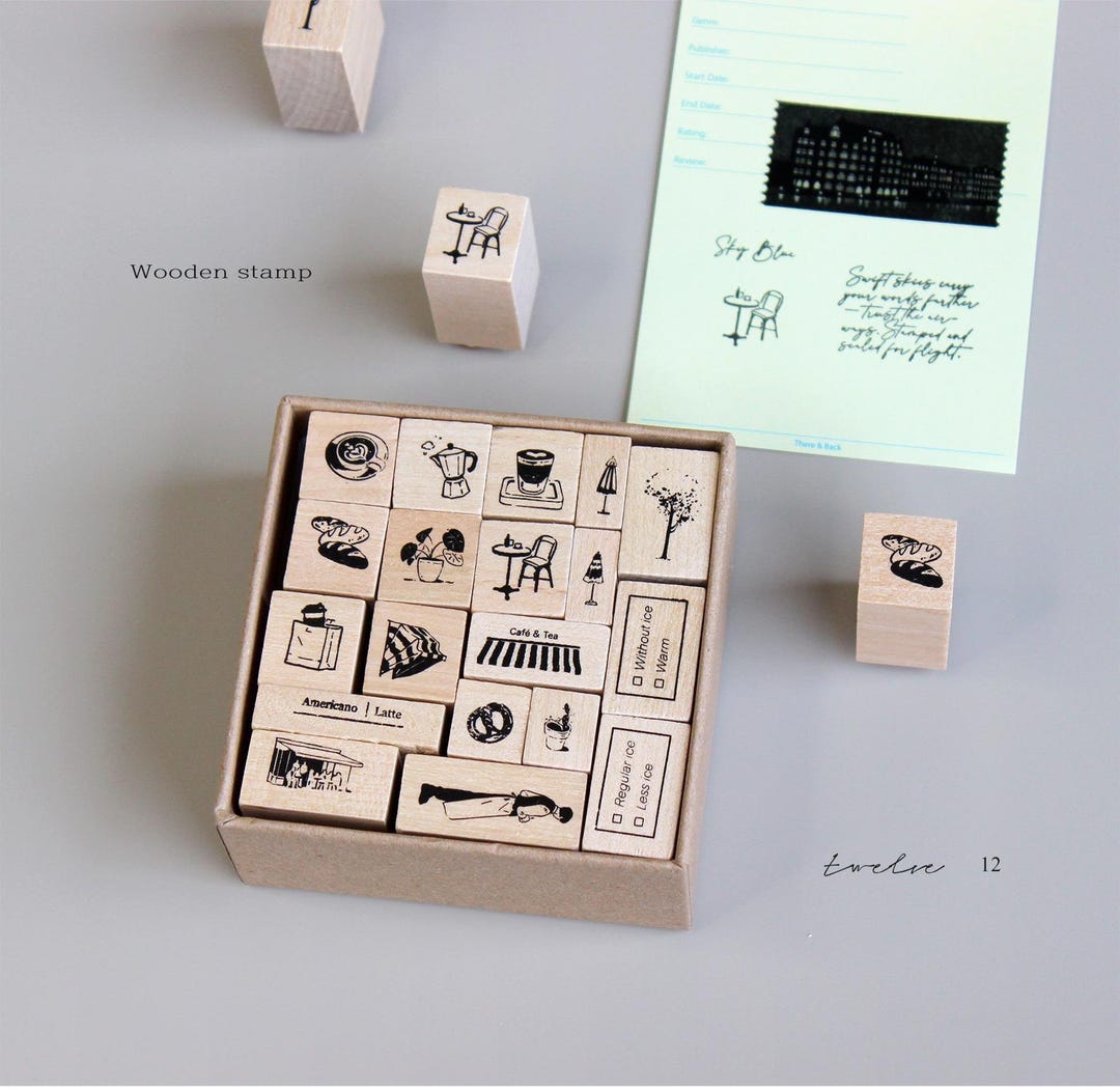 Cafe Rubber Stamps, Wooden Stamp, Planner, Bullet Journal, Scrapbook ...