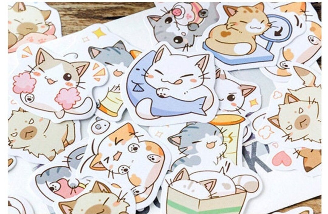 45pcs Stickers for Journal, Cute Cat Stickers, Animal Sticker Pack ...