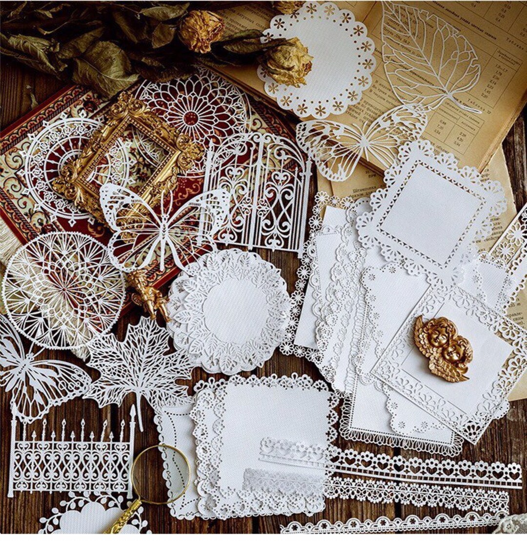 10pcs Lace Scrapbook Paper Kit, Butterfly, Flowers Junk Journal Kit ...